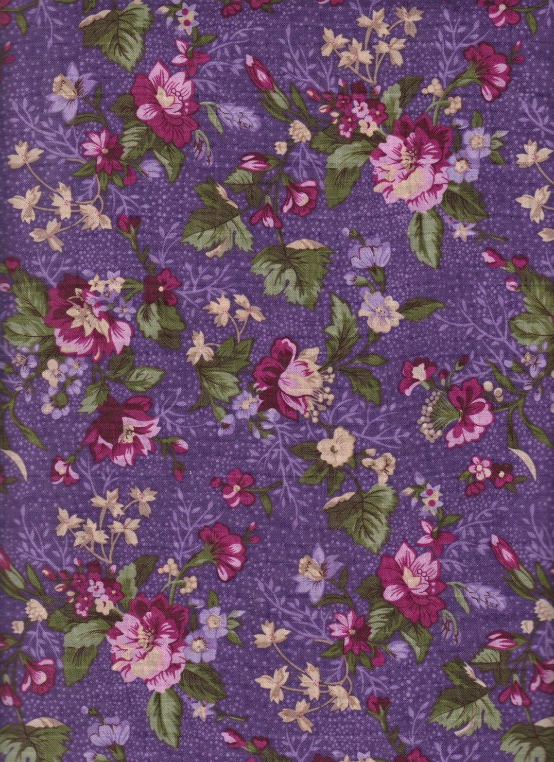Tejido Lavanda Púrpura Con Hermosas Flores Cortadas A Medida Etsy