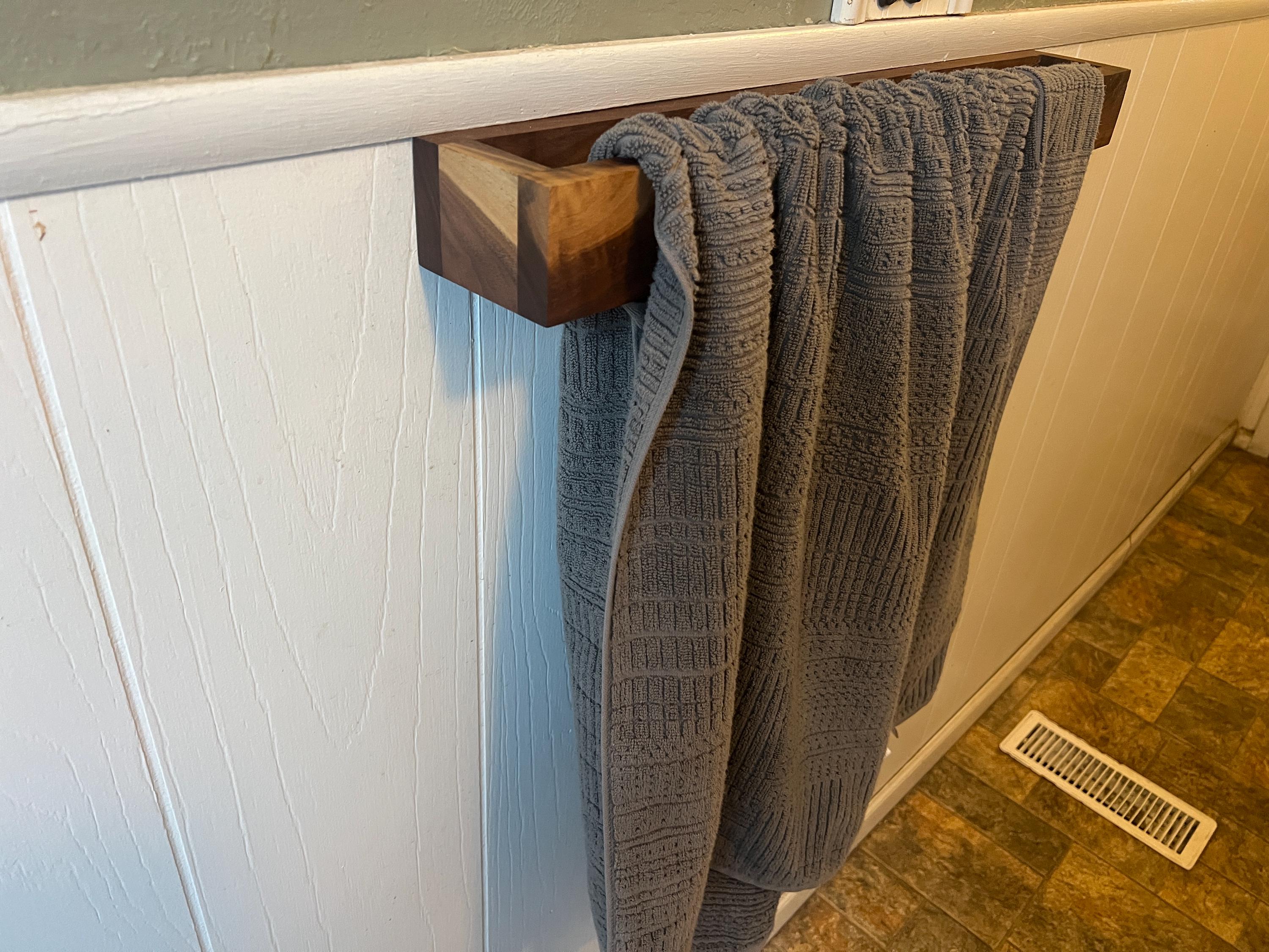 Modern Wooden Towel Rack, Walnut Rustic Towel Bar - Etsy