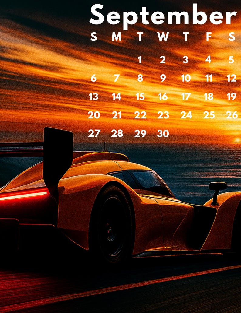 Grab Your 2026 Race Car Printable Calendar| Fuel Your Year With Speed ...