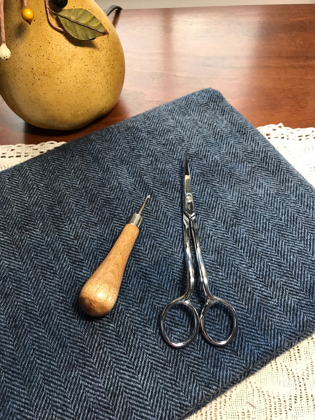 Blue Hydrangea on Black Herringbone. Hand-dyed 100% Wool for Rug ...