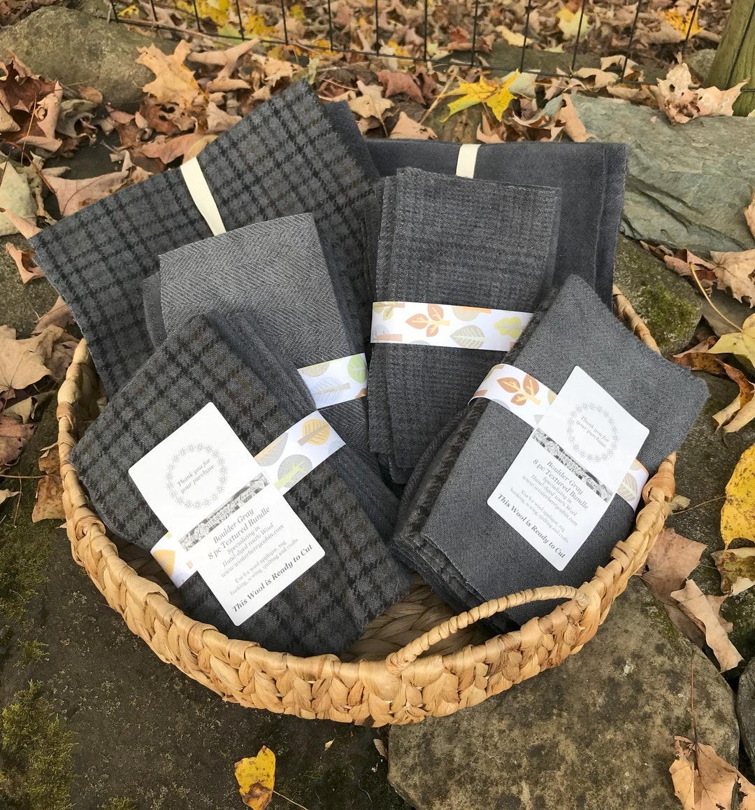 Boulder Gray, 8 Pc Texture Bundle, Hand-dyed 100% Wool for Wool ...