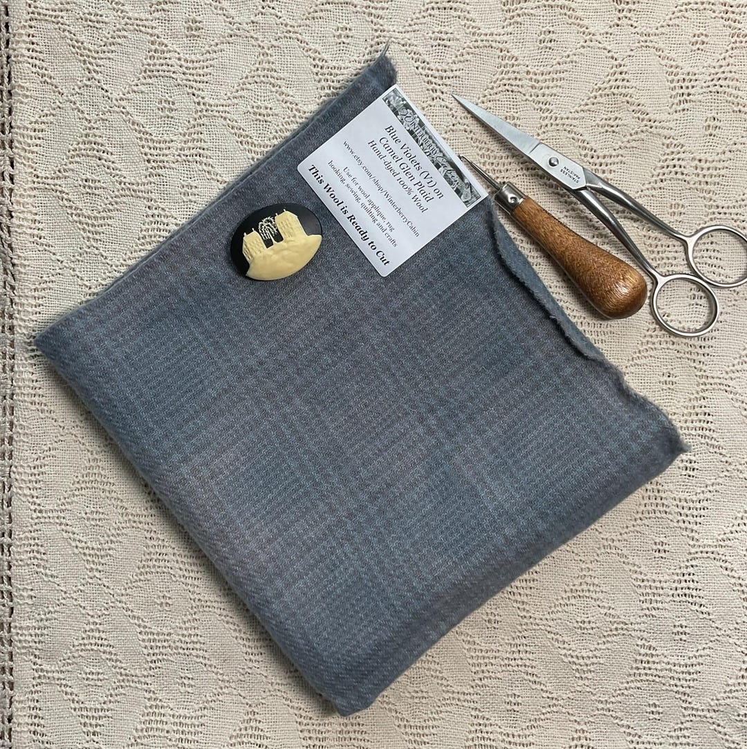 Blue Violets (V1) on Camel Glen Plaid; Hand-dyed 100% Wool for Rug ...