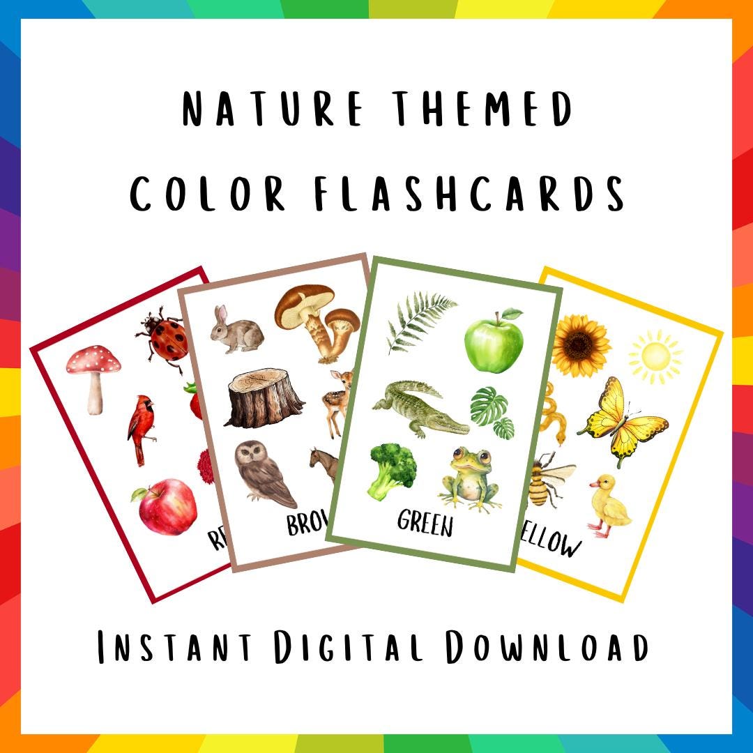 Nature Themed Color Flashcards, Learning Resource, Homeschool, Nature ...