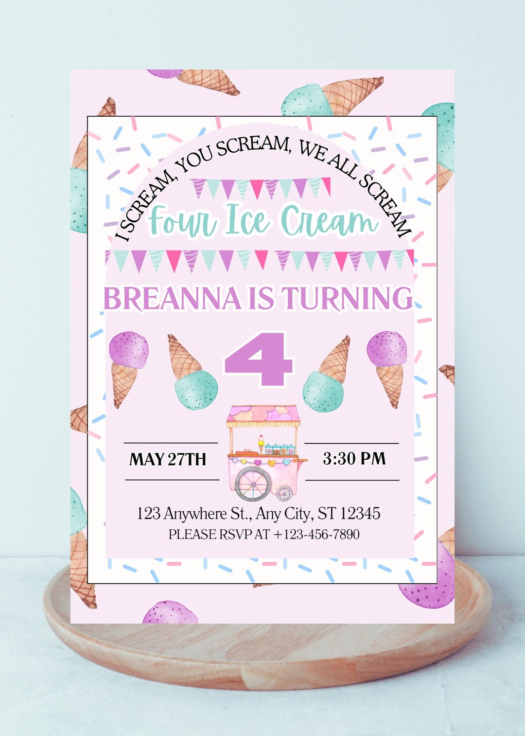 EDITABLE Ice Cream Birthday Invitation I Scream You Scream We All ...