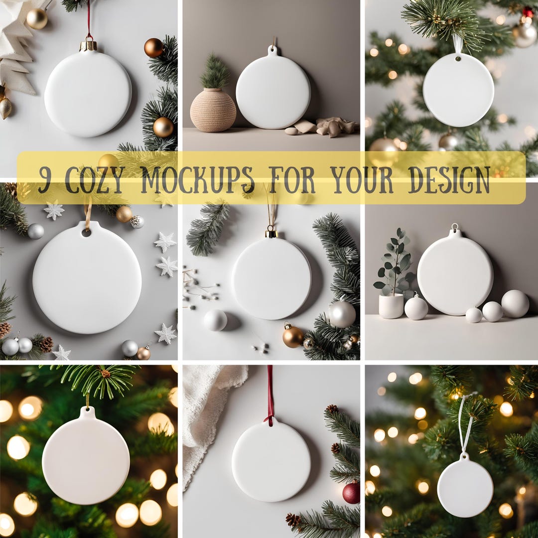Christmas Ornament Mockups, Christmas Mockup, Flatlay Cozy Minimalist ...