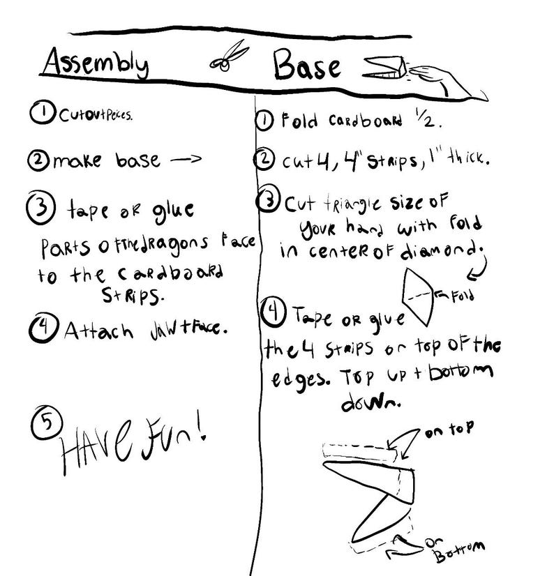 Printable Paper Dragon Puppet Template Base Name : Mushroom - Etsy