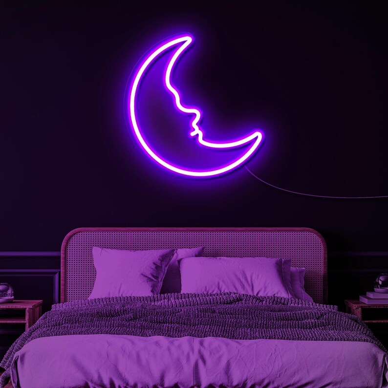 Moon Neon Sign - LED Neon Light | Perfect Home Decor | Bedroom Decor ...