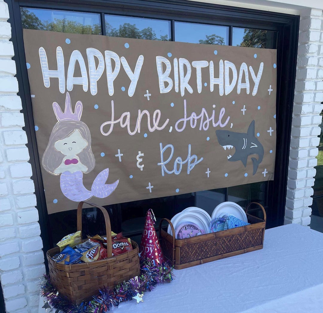 Hand Painted Brown Paper Happy Birthday Sign - Etsy