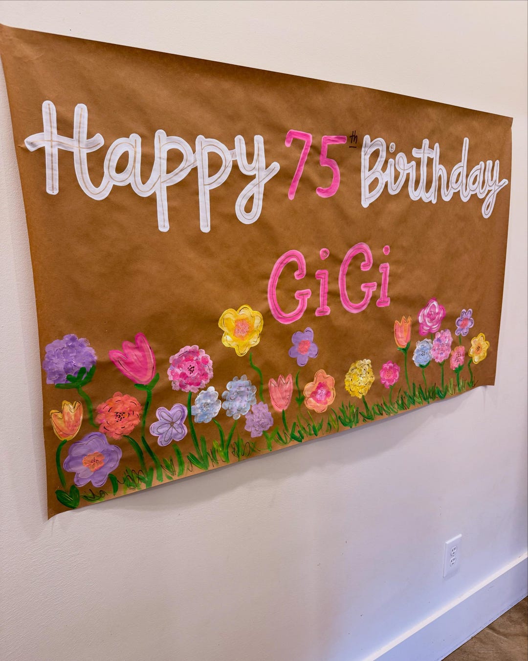 Hand Painted Brown Paper Happy Birthday Sign - Etsy