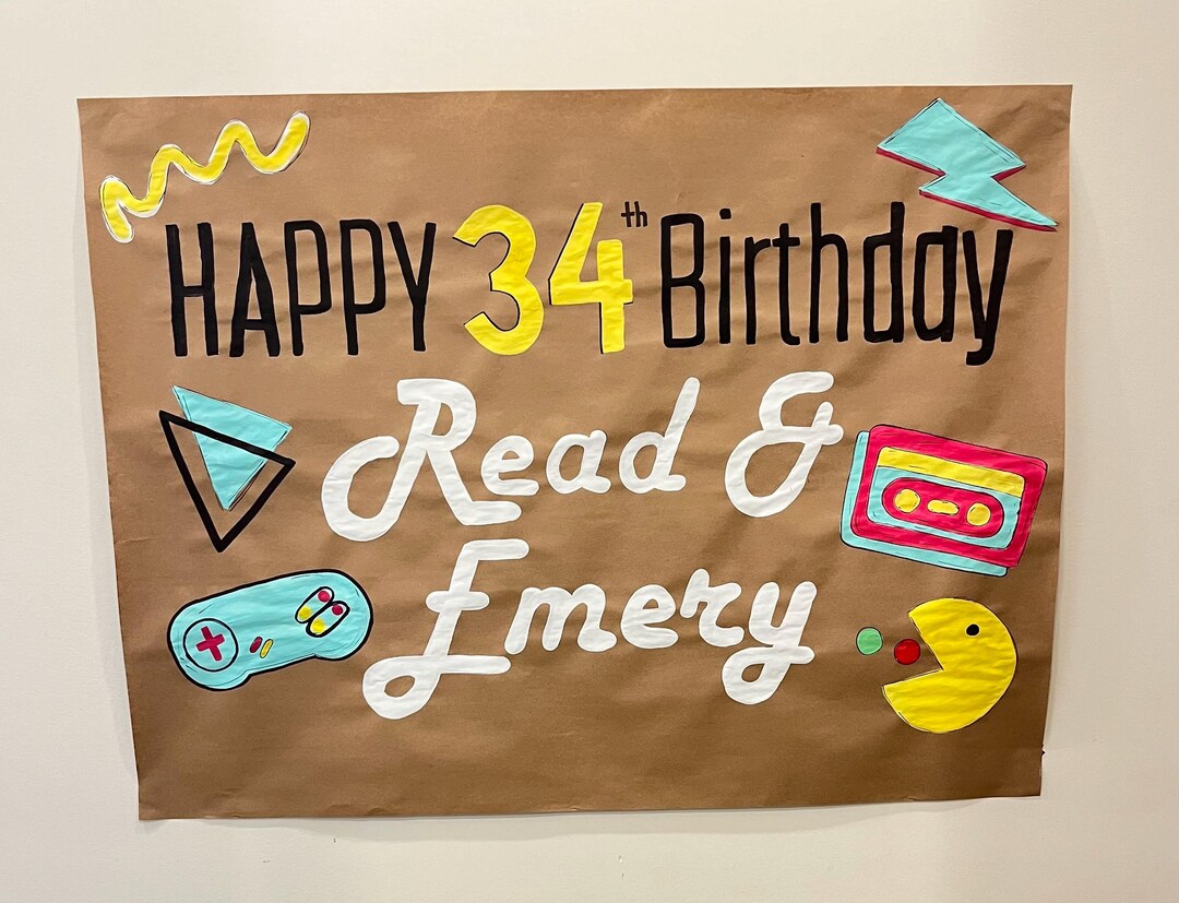 Hand Painted Brown Paper Happy Birthday Sign - Etsy