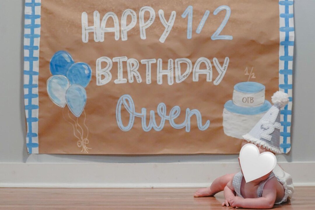 Hand Painted Brown Paper Happy 1/2 Birthday Sign - Etsy