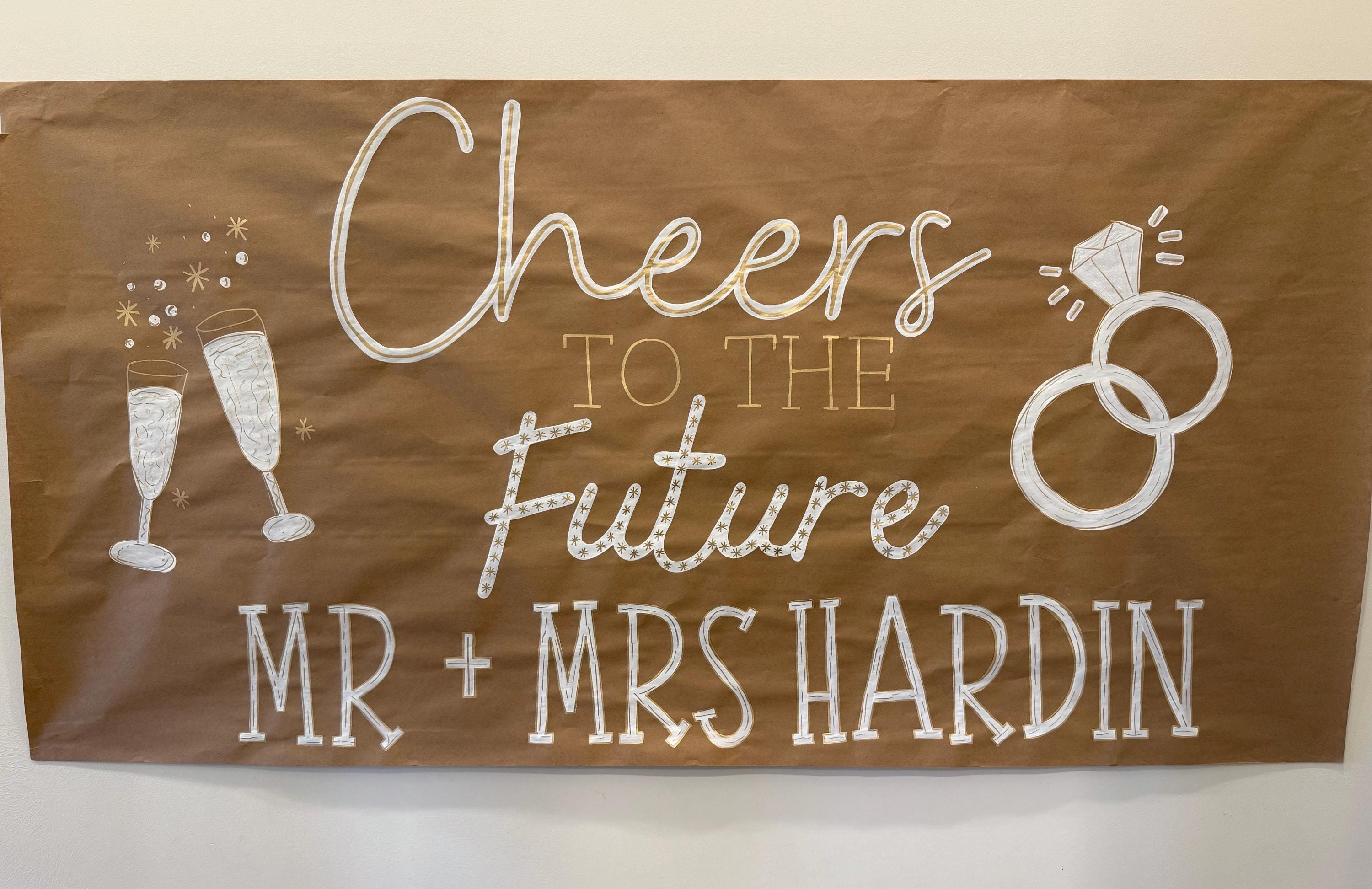 Hand Painted Brown Paper Engagement Sign - Etsy