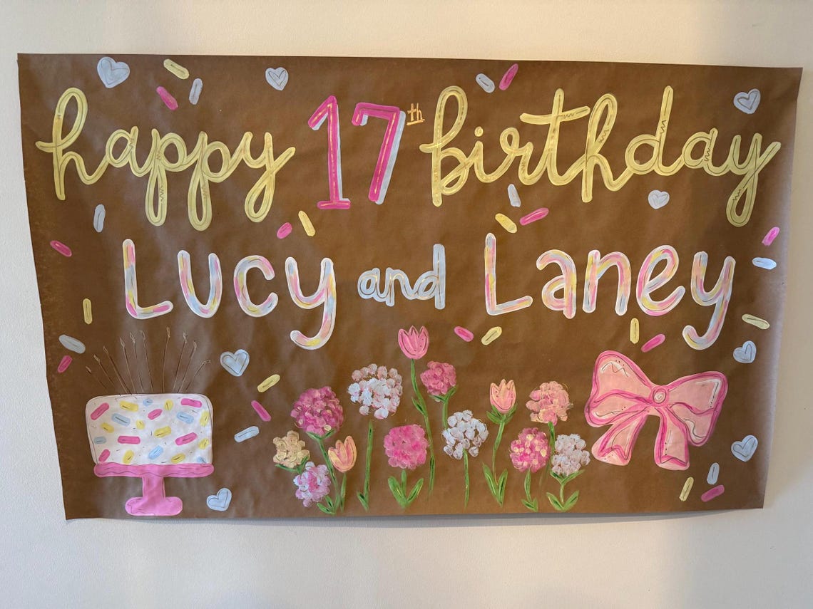Hand Painted Brown Paper Birthday Sign - Etsy