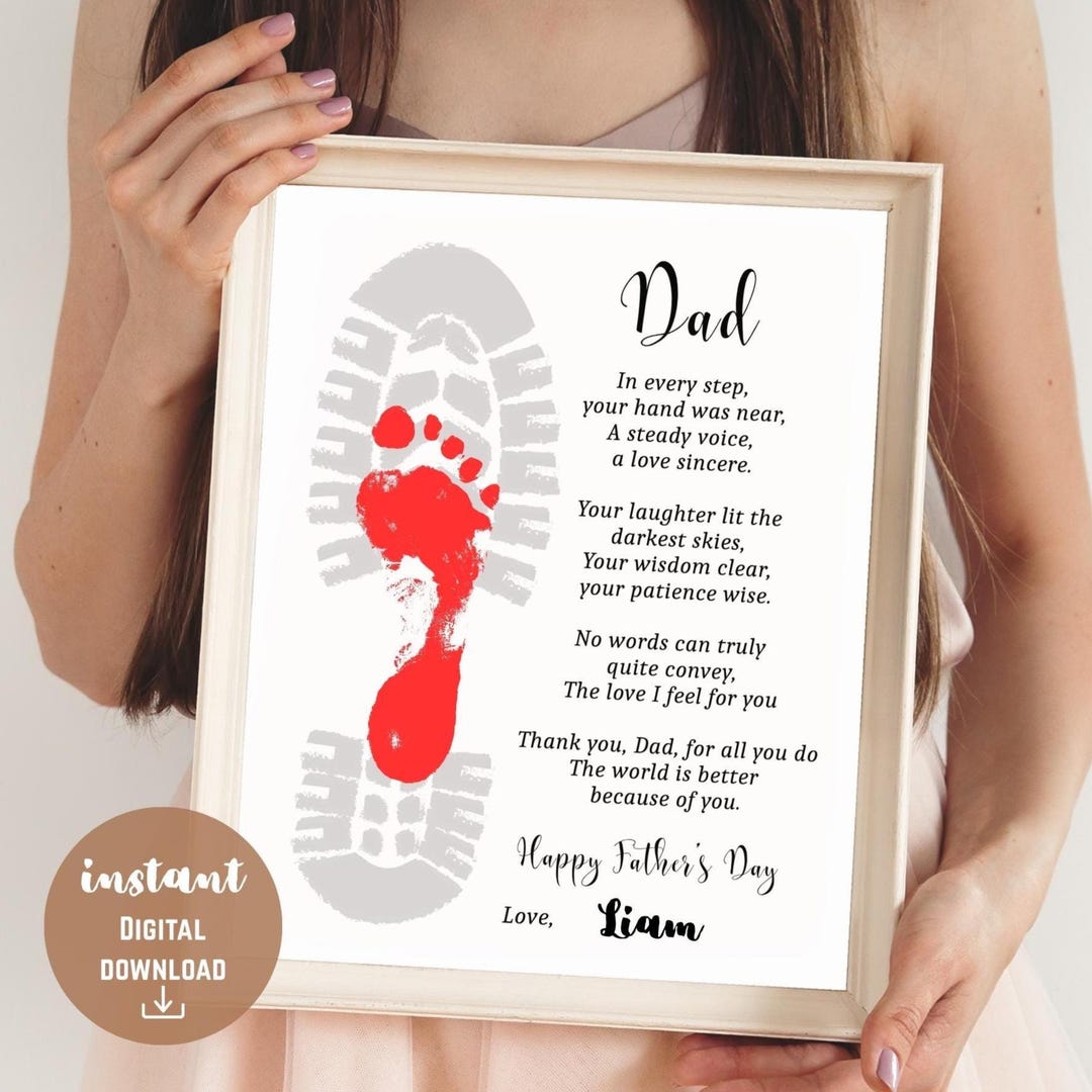 Fathers Day Footprint Craft, Fathers Day Gift, Fathers Day Poem ...
