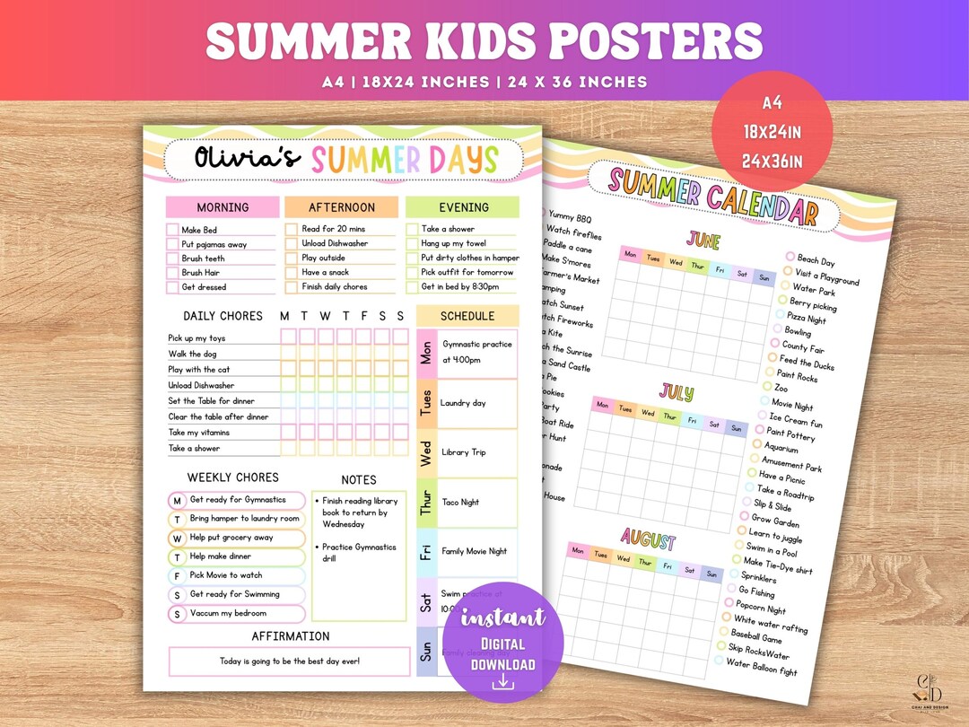 Summer Planner Kids Summer Printable Summer School Planner Summer Kids ...