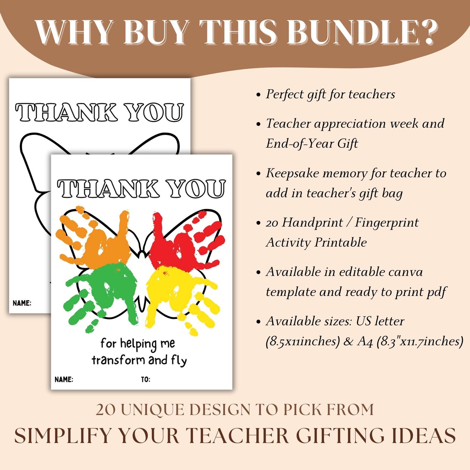 Teacher Appreciation Gifts Handprint Printable Teacher Appreciation ...