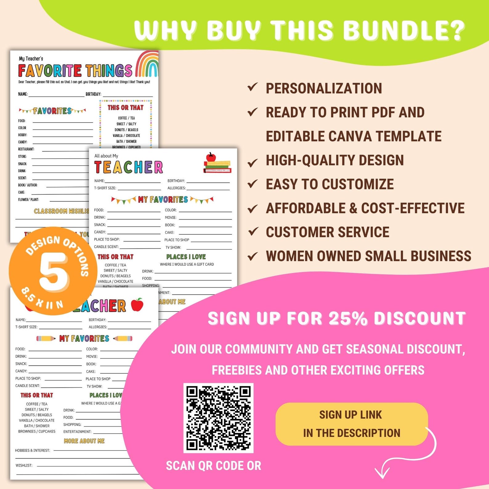 Teacher Favorite Things Questionnaire Form Printable Teacher Survey ...