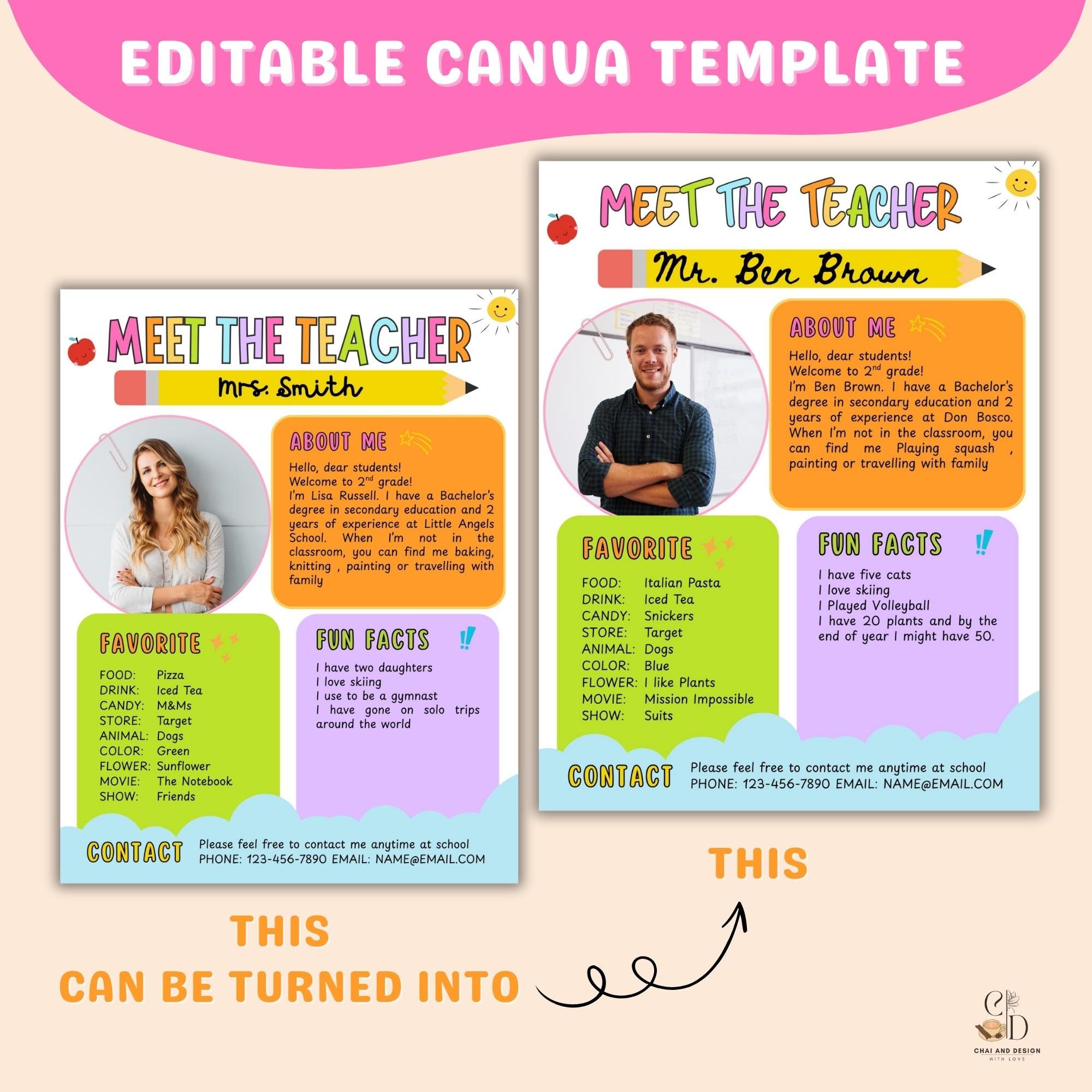 Meet the Teacher Classroom Printable Template, Teacher Introduction ...