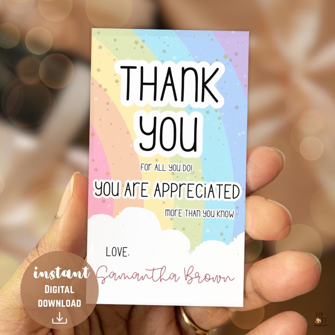 Thank You Teacher Gift Tags Printable, Rainbow Teacher Appreciation ...
