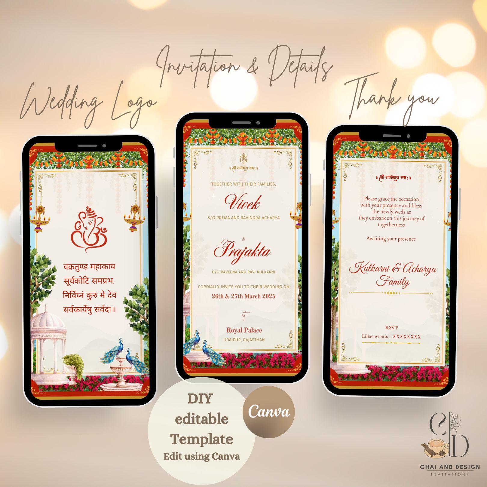 Animated Video Invitation Template, DIY Editable Indian Wedding ...