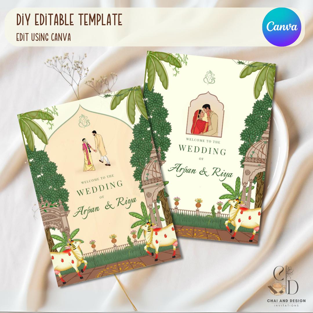 DIY Hindu Wedding Invitation Template All in One Bundle Traditional ...
