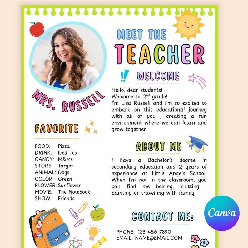 Editable Meet the Teacher Template, Back to School Flyer, All About My ...