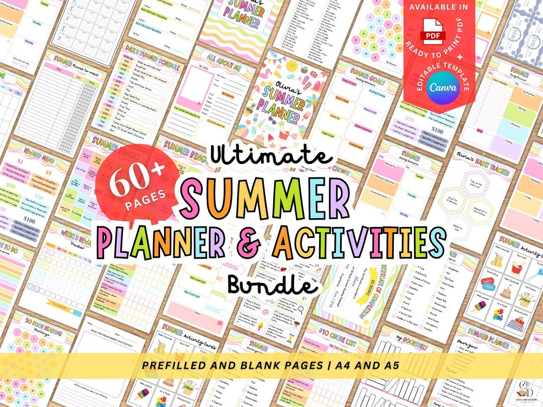 Printable Kids Activities Summer Kids Planner for Kids Summer Activity ...