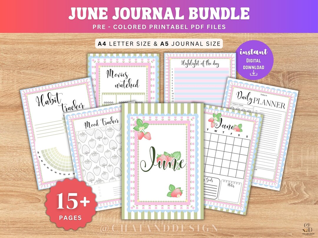 June Journal Bundle, Vintage Cottagecore PRINTABLE Journal Pages, PRE ...