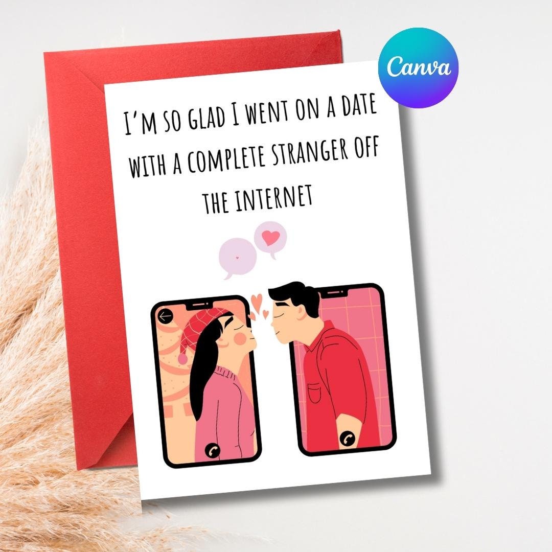 Online Dating Anniversary Card for Couples Who Met Online Internet ...