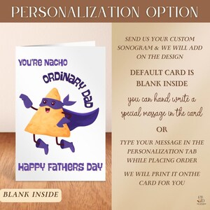 Funny Fathers Day Card for Food Lover Dad, Nacho Ordinary Dad Greeting ...