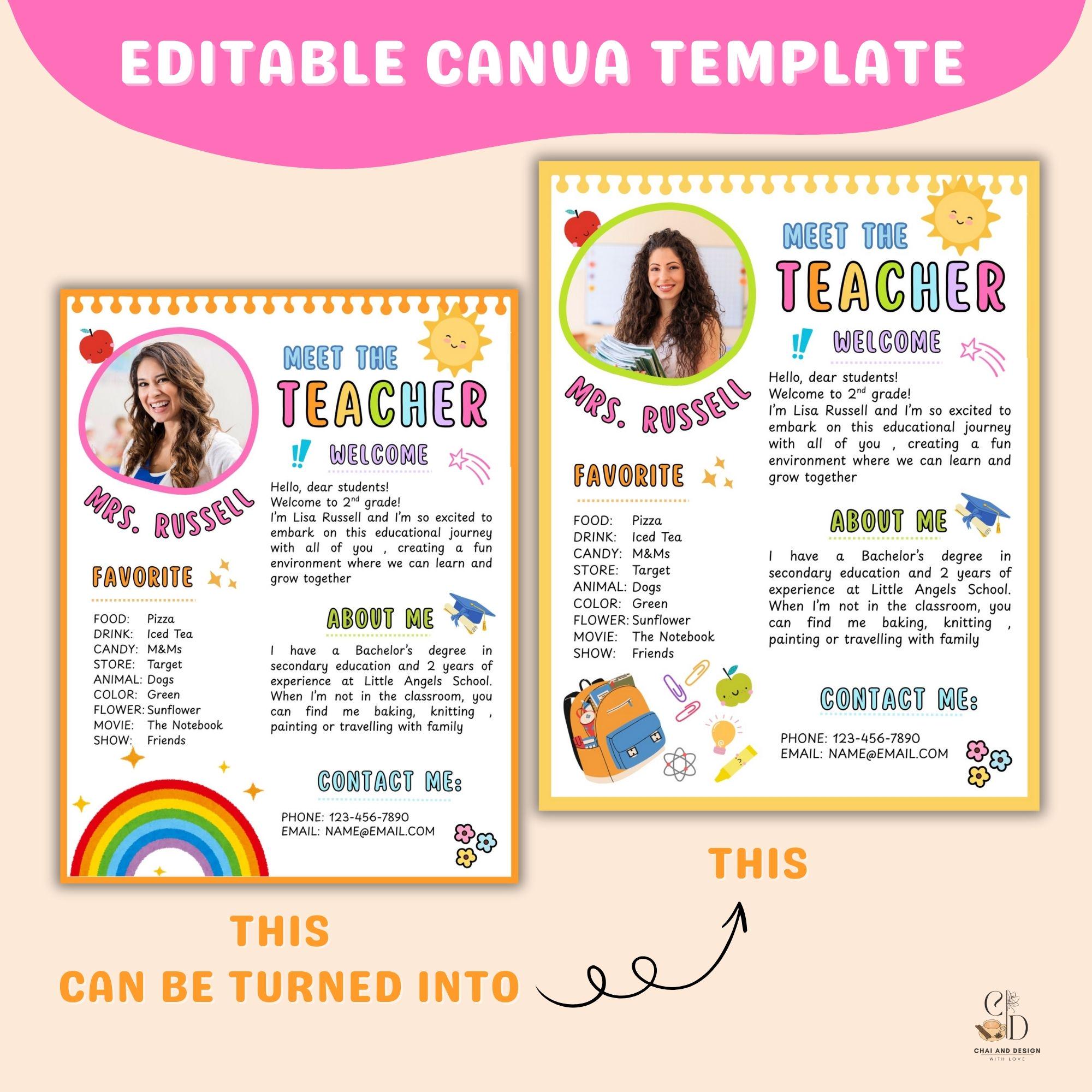 Editable Meet the Teacher Template, Back to School Flyer, All About My ...