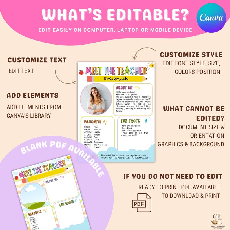 Meet the Teacher Classroom Printable Template, Teacher Introduction ...