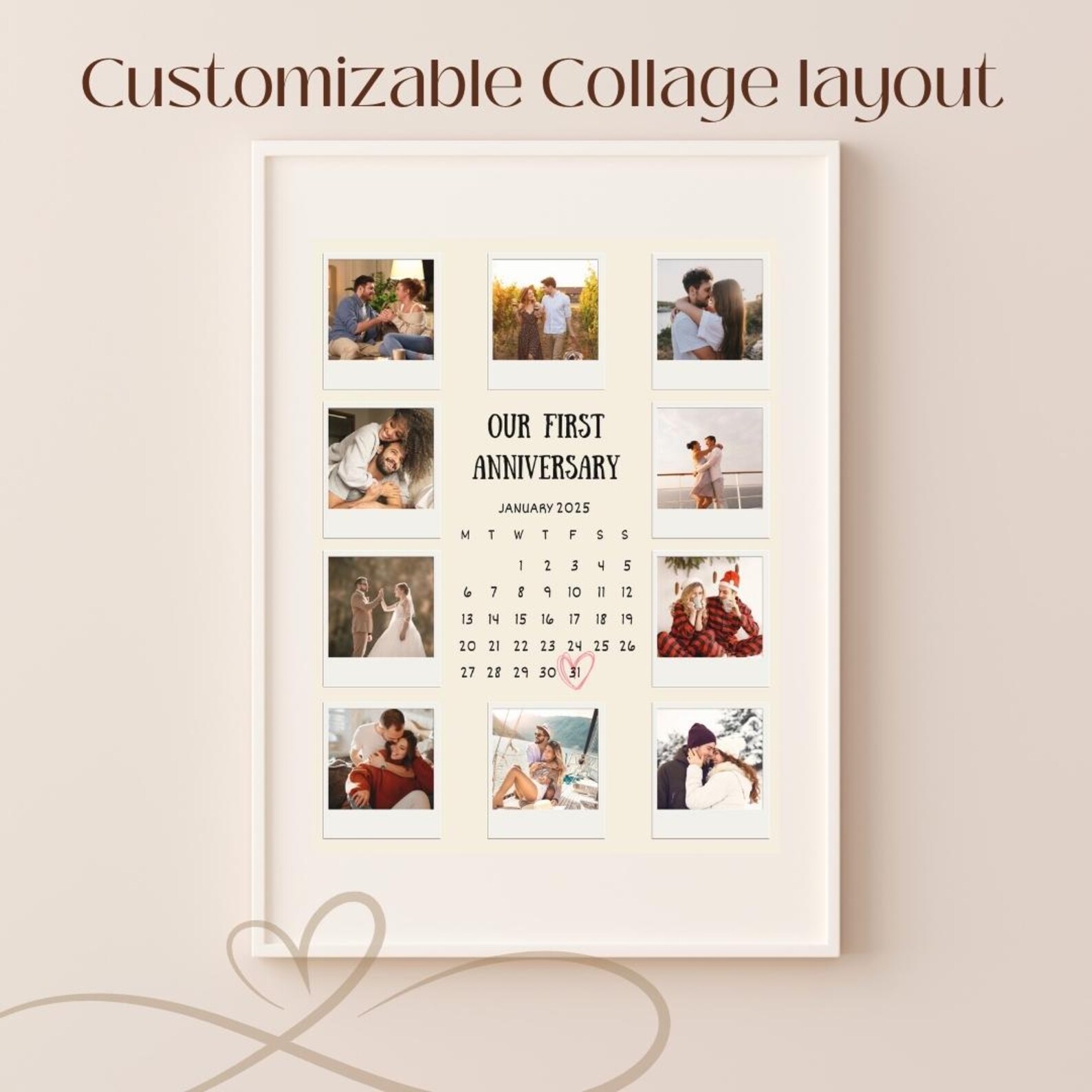 Custom Polaroid Collage Frame Anniversary 1 Year Anniversary Gift for ...