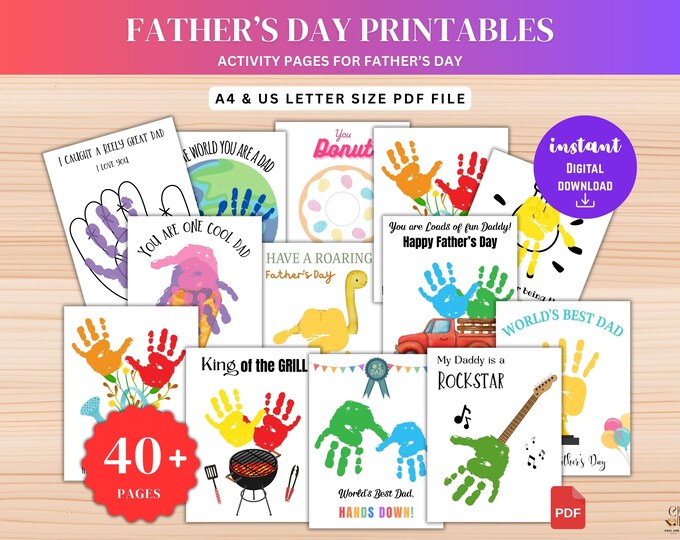 Father's Day Handprint Art, I Love My Dad Because Printable, Daddy ...