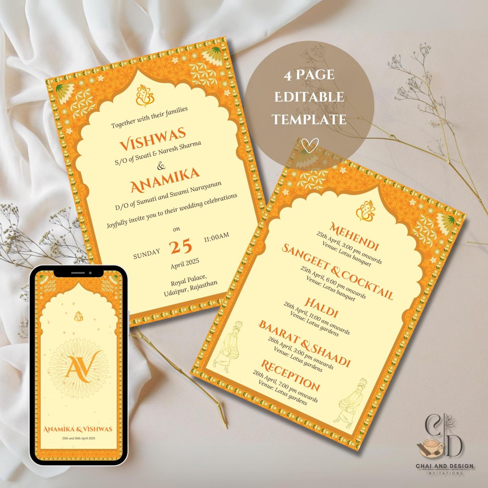Traditional Indian Wedding Invite, DIY Editable Hindu Wedding ...