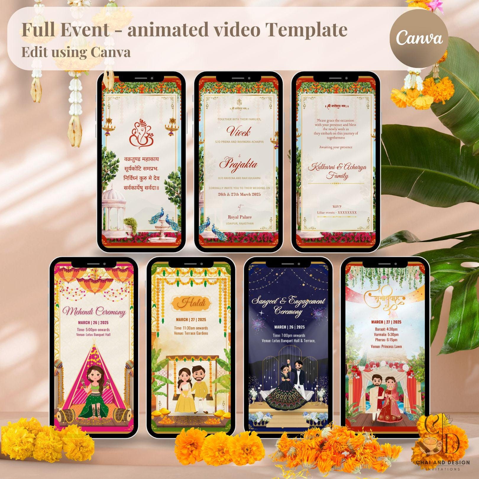 Animated Video Invitation Template, DIY Editable Indian Wedding ...