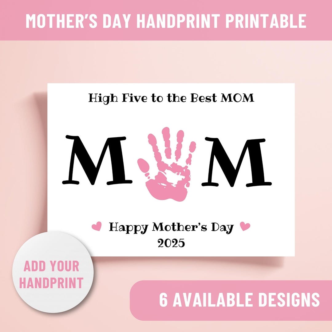Mothers Day Handprint Template Mother's Days Handprint Keepsake Art ...