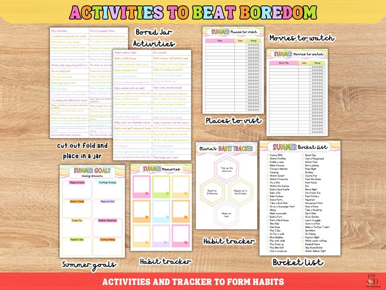 Summer Planner for Kids Bundle, Printable Summer Rules Checklist ...