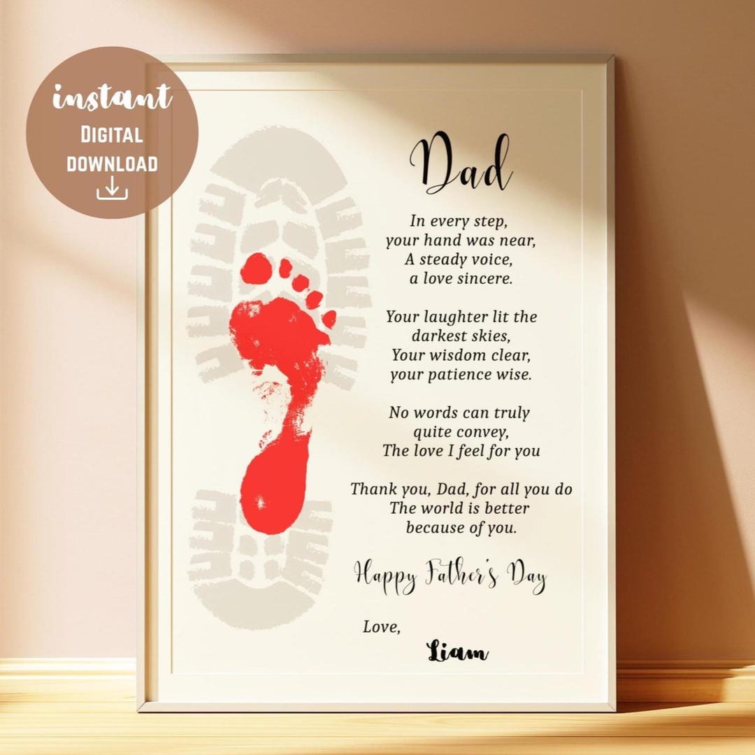 Fathers Day Footprint Craft, Fathers Day Gift, Fathers Day Poem ...