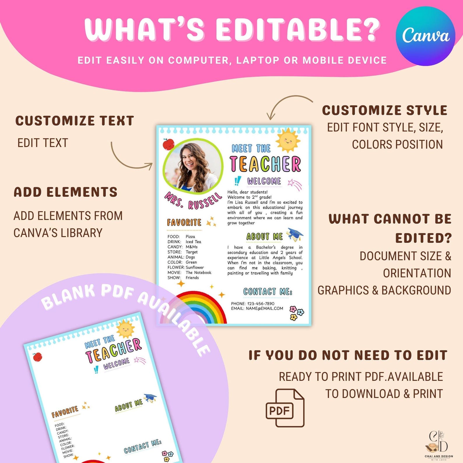 Editable Meet the Teacher Template, Back to School Flyer, All About My ...