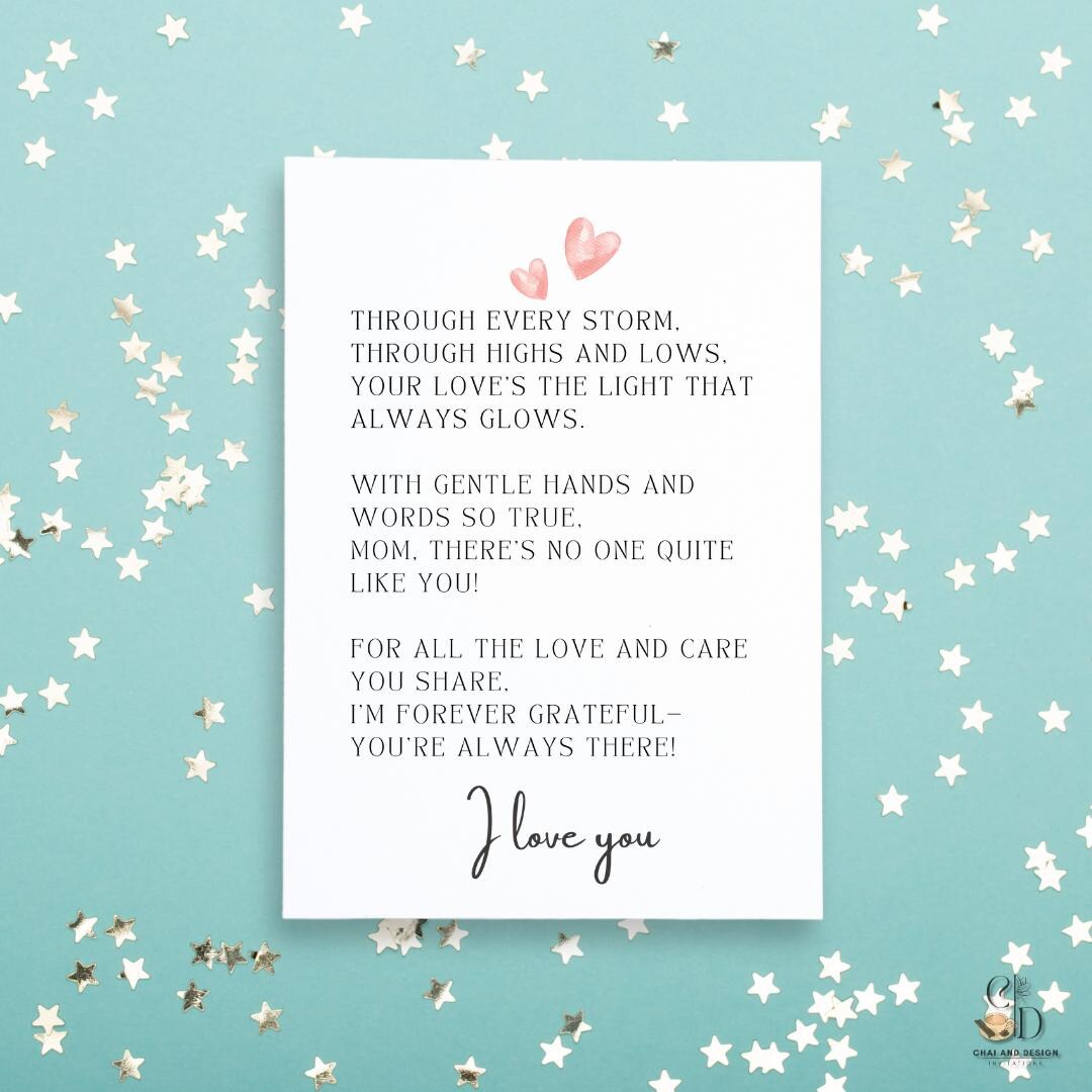 Heartfelt Mom Appreciation Poem for Mother's Day Card, Personalized ...