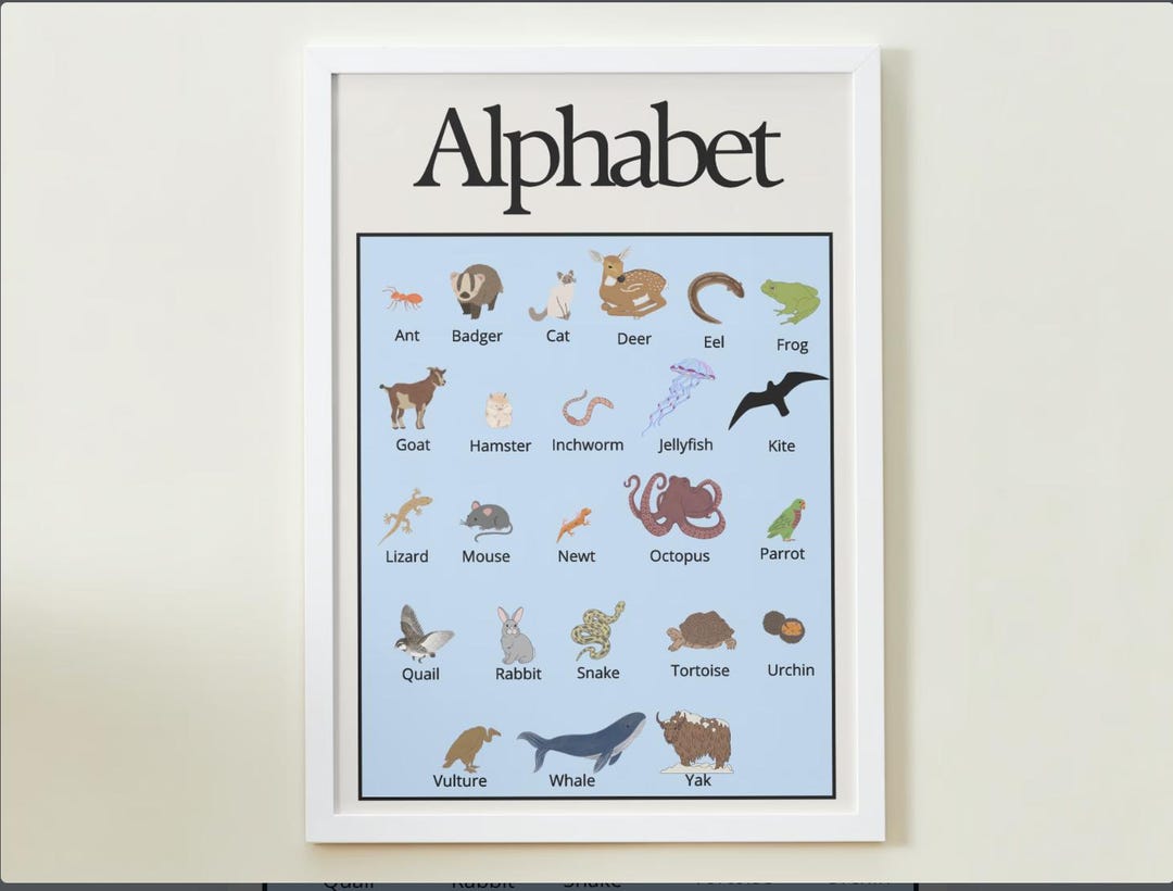 Animal Alphabet Poster Digital Print - Etsy