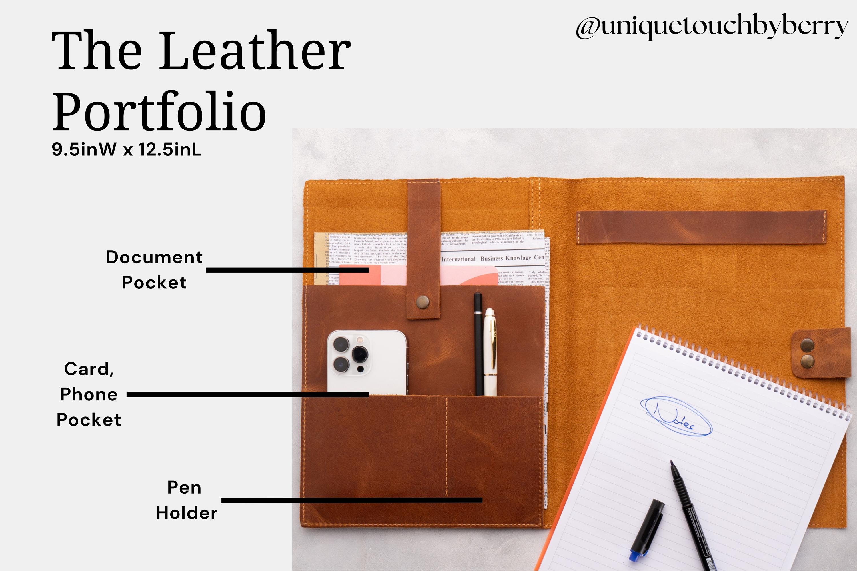 Personalized Leather Padfolio: Monogrammed Distressed Leather Portfolio ...