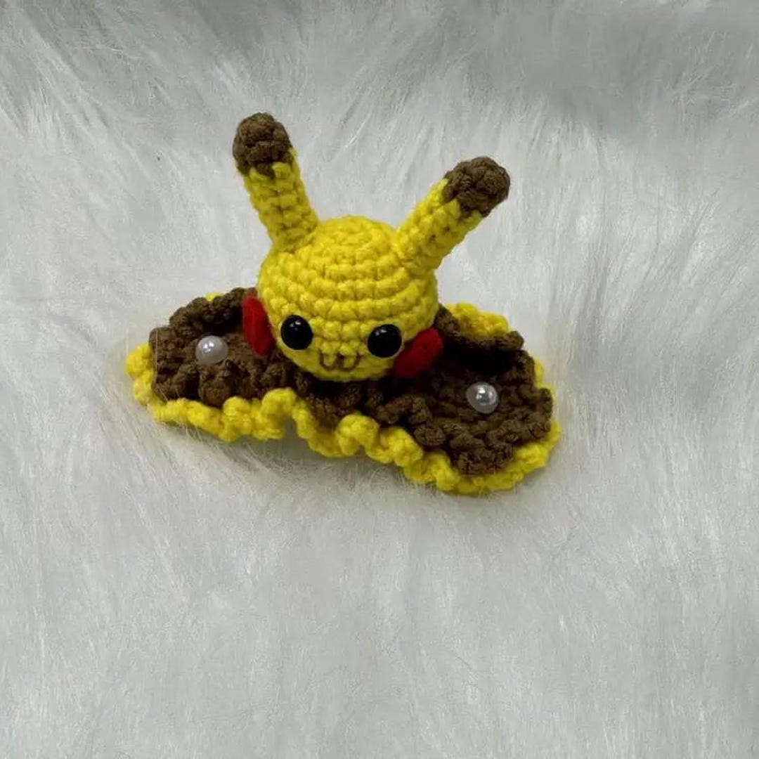 Pikachu Crochet Hair Clips, Handmade Hair Accessories, Pikachu Hair Pin ...