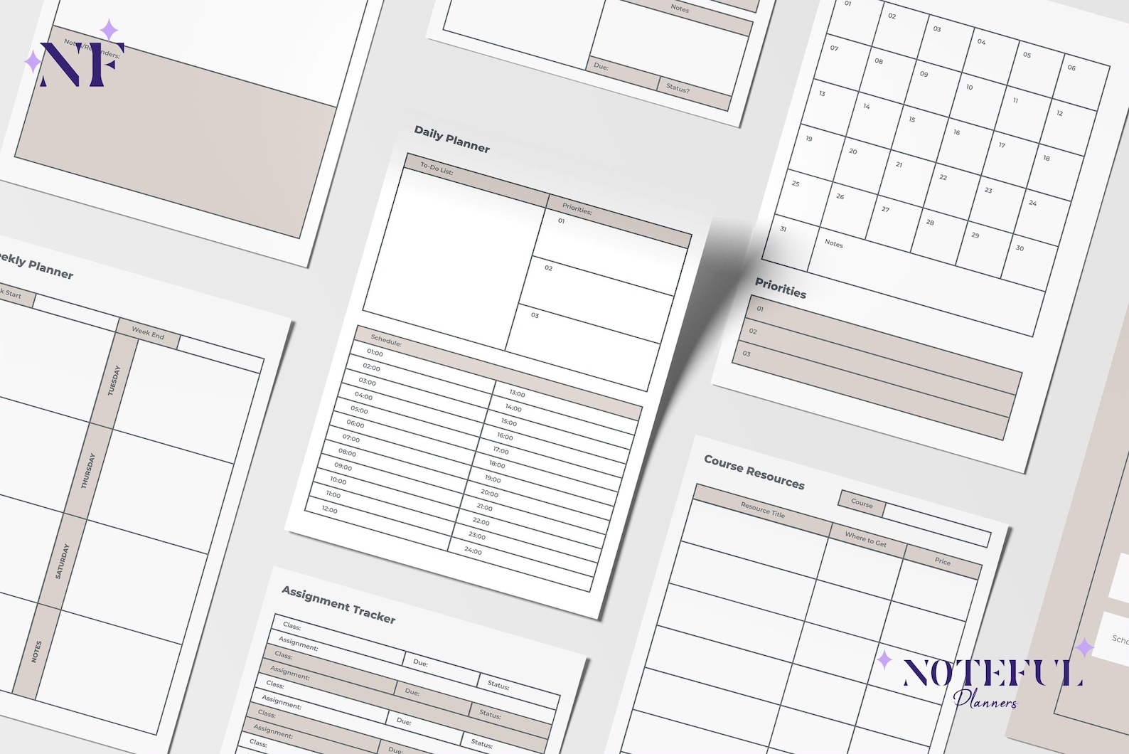 Minimalist Printable Student Planner Bundle Daily Weekly Monthly ...