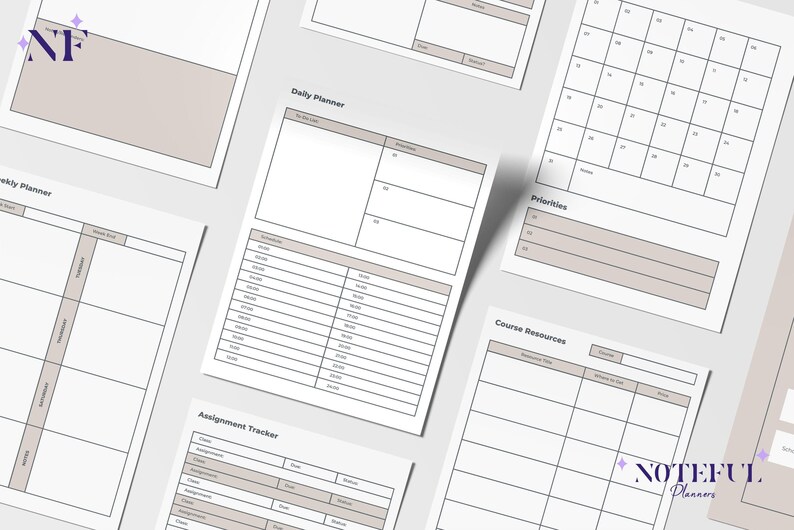 Minimalist Printable Student Planner Bundle Daily Weekly Monthly ...