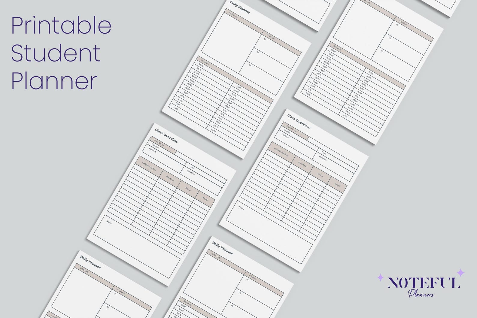 Minimalist Printable Student Planner Bundle Daily Weekly Monthly ...