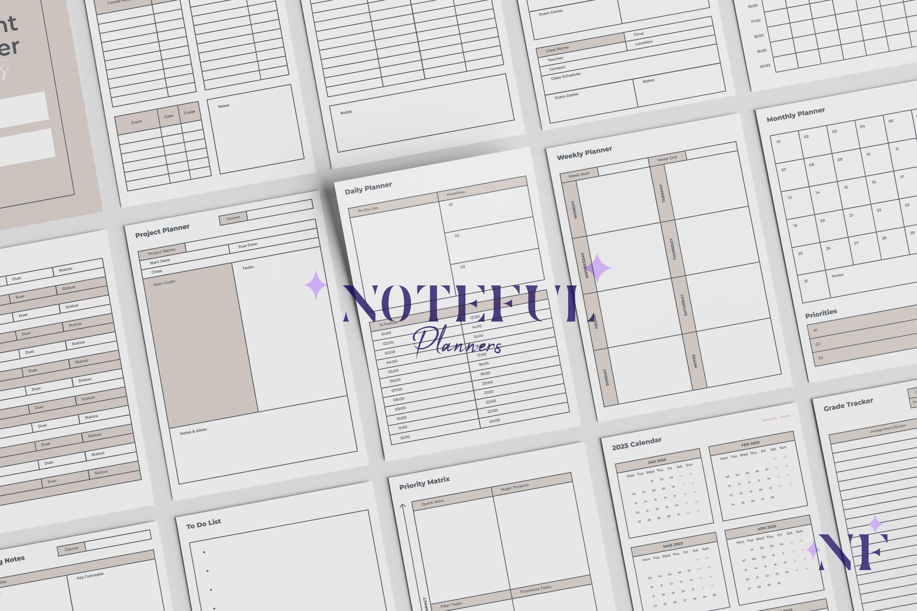 Minimalist Printable Student Planner Bundle Daily Weekly Monthly ...