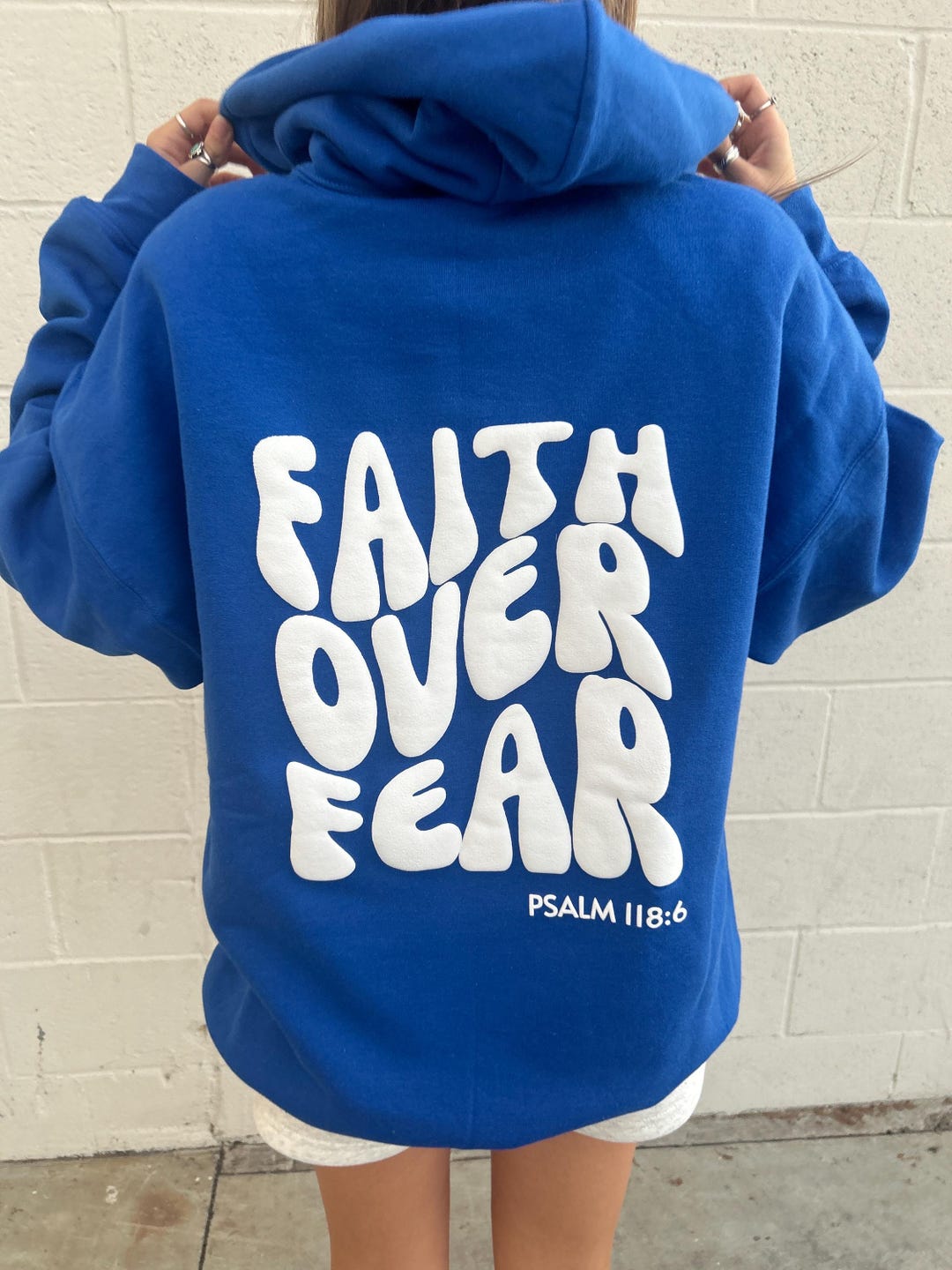 Faith Over Fear Hoodie With Puff Writing, Empowering Christian Apparel ...
