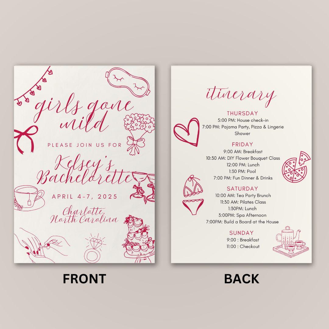 Girls Gone Mild Bachelorette Slumber Party Invitation|digital ...